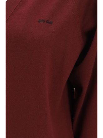 Miu Miu Womens Cardigan Virgin Wool Amaranth-Black Fleece (ovis Aries) Amaranth/black Sweater