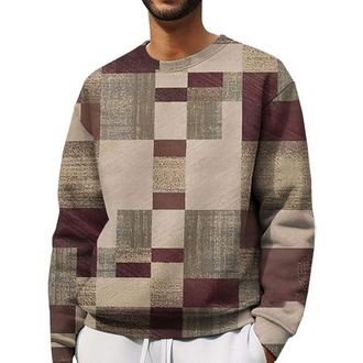 Generic Pull Homme Sans Capuche Pull Tricot&eacute; avec Col Rond Imprim&eacute; Pull Transition Imprim&eacute; T-shirt &agrave; Manches Longues Tendance Hauts Loisirs Col Rond Sweat-shi