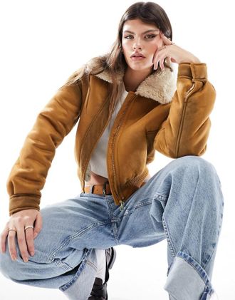 Mango Blouson aviateur - Marron d&eacute;lav&eacute;