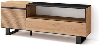 Skraut Home | TV-Schrank, Lowboard | f&uuml;r Wohnzimmer und Esszimmer | 150x57x35cm | F&uuml;r TV-Ger&auml;te bis zu 65 | Industriedesign | Moderner Stil | Eiche