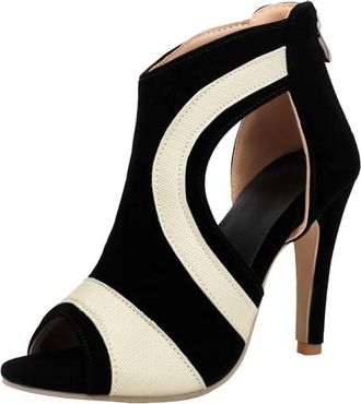 SJJH Bottes dété rétro pour femme avec bout ouvert et fermetures éclair à larrière, or, 34 EU