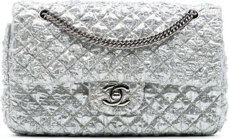 Chanel Hobo Bags - Small Classic Metallic Lame Bijoux Chain Double Fl - Gr. unisize - in Silber - für Damen