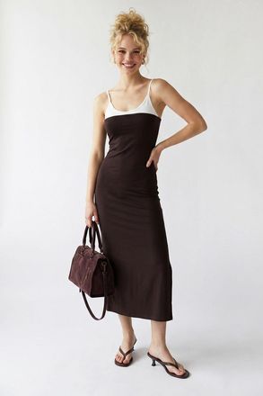 Mixray &Auml;rmelloses Bodycon-Midi-Kleid mit Schlitz