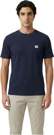 Calvin Klein Jeans Homme, Tops, Bleu, Taille: XL T-shirt &agrave; Manches Courtes et Col Rond en M&eacute;lange Coton-Polyester
