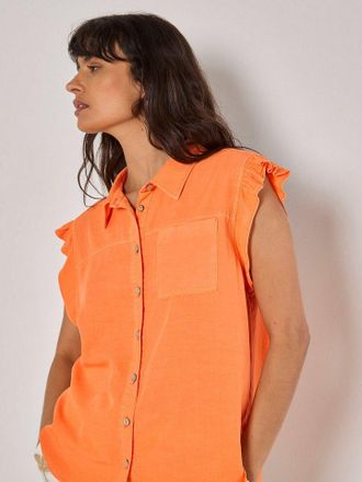Apricot Blusentop Bluse mit R&uuml;schensaum mit Brusttasche
