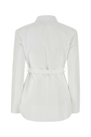 Valentino Garavani Womens White Poplin Overcoat Biancoottico Exterior: Cotton Giubbini Jacket