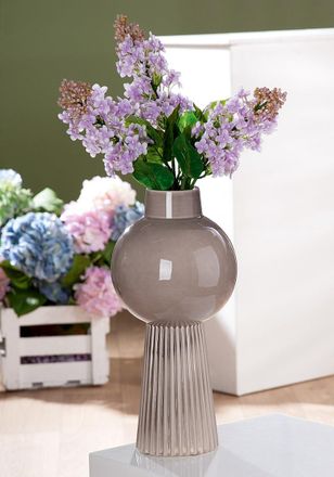 Gilde Vase Balazar Keramik grau gl&auml;nzend H&ouml;he 40 cm Durchmesser 22 cm Dekoration Wohnaccessoire Geschenkidee Inneneinrichtung