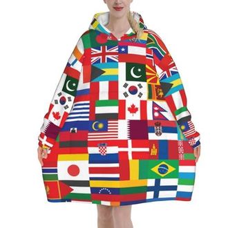 Generic Couverture &agrave; capuche avec drapeau du monde pour femmes et hommes adultes surdimensionn&eacute;s pour une couverture douce et chaude