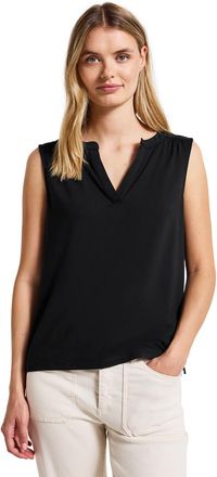 Street One Damen 3227746 Split Neck Jersey-Top, Black, 38