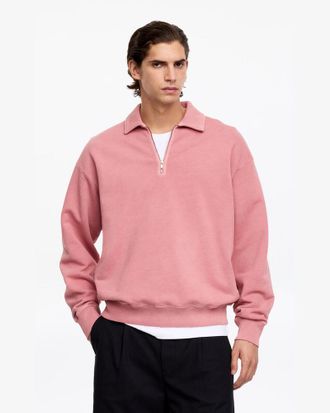 Arket Sweatshirt Mit Halbem Rei&szlig;verschluss -Rosa