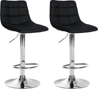 Clp 2er Set Barhocker Jerry Kunstleder schwarz chrom