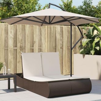 vidaXL Vidaxl - Chaise longue double avec coussins marron r&eacute;sine tress&eacute;e