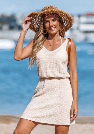 Cupshe Strandkleid V-Ausschnitt &Auml;rmelloses Cover-Up-Kleid