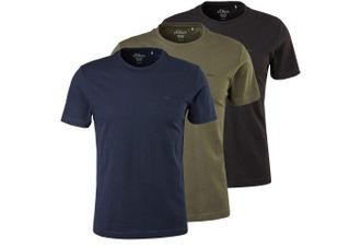 s.Oliver T-Shirt Casual (2-tlg) mit Logo, schlicht, unifarben, Basic, moderner Look im 2er Pack