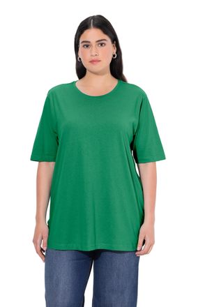 Ulla Popken Damen gro&szlig;e Gr&ouml;&szlig;en &Uuml;bergr&ouml;&szlig;en Plus Size T-Shirt, Rundhalsausschnitt, Relaxed, Halbarm smaragdgr&uuml;n 54+ 486910459, 54-56