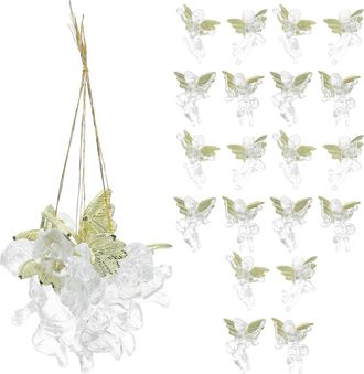 Amosfun 24Pcs Weihnachten Engel Ornamente Set Mini Gr&ouml;&szlig;e Engel Ornamente Klarglas H&auml;ngende Engel f&uuml;r Weihnachtsbaumschmuck 6Cm