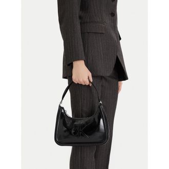 Calvin Klein Handtasche Calvin Klein Bold Ck Metallic Shoulder Bag LV04F3332G Schwarz