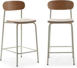 DRAWER Drawer - calicosy - Lot de 2 tabourets en tissu avec pieds en métal H66 cm - adriana