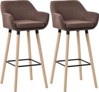 Clp Lot de 2 tabourets de Bar rembourrés avec Dossier Grant, chaises de Bar en Tissu, piétement en Bois, capacité de Charge jusquà 150 kg, Couleur:café