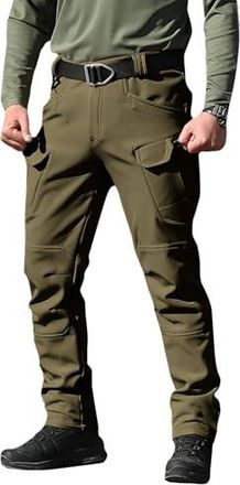 Generic Pantalon de randonn&eacute;e imperm&eacute;able doubl&eacute; de polaire pour homme - Pantalon &eacute;pais rembourr&eacute; &agrave; isolation thermique - Pantalon cargo extensible pour lhive