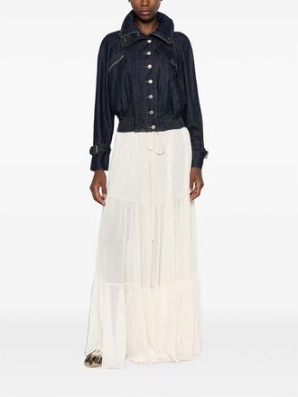 Dries Van Noten Contrast Topstitching Denim Jacket - Navy