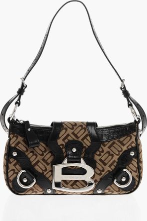 Balenciaga Mini Bag aus Canvas mit All-over-Monogramm und Lederbes&auml;tzen Balenciaga