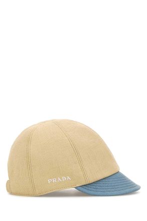 Prada Hat Canvas Colorblock Baseball Cap - Beige