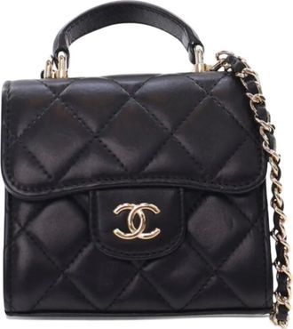 Chanel mini pochette matelassée en peau dagneau matelassée CC (2021-2025) - Noir