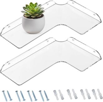 Generic Holz Schwimmende Regale,2 St&uuml;ck Extra Robustes Acryl,Schwebendes Wandregal Platzsparendes Aufbewahrungssystem | f&uuml;r Badezimmer K&uuml;che Schlafzimmer B&uuml;ro