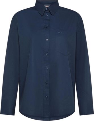 Sun 68 Femme, Blouses et Chemises, Bleu, Taille: 38 FR S36201 Shirt