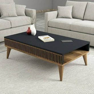 Dmora Wohnzimmertisch Capricorn, Niedriger Wohnzimmertisch, Kaffeeregal, Couchtisch für Sofa, 105x60h35 cm, Walnuss und Anthrazit