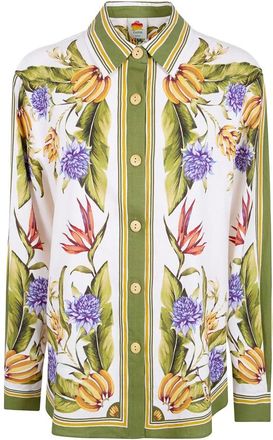 Farm Rio Farm Rio, Femme, Blouses et Chemises, Multicolore, Taille: 44 FR Tropical Scarf Shirt