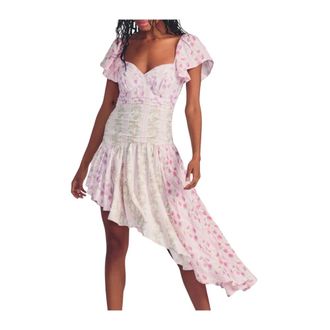 LoveShackFancy Loveshackfancy, Femme, Robes, Multicolore, Taille: 42 FR Robe Asym&eacute;trique Patchwork Floral Irvine