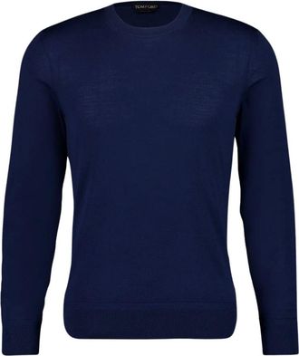 Tom Ford Homme, Pulls, Bleu, Taille: XL Pull ras du cou en laine fine