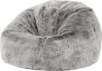 Icon Brand Kingston Pouf Enfant, Fausse Fourrure, Pouf Poire avec Remplissage, Chaise Enfant, Fauteuil Chambre, Meuble Chambre, Meuble Salon, Gris
