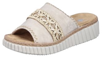 Rieker Pantolette RIEKER, Damen, Gr. 37, beige (creme), Lederimitat, Schuhe Pantolette, Sommerschuh, Strandschuh, Urlaubschuh, Hausschuh mit softer Innensohl