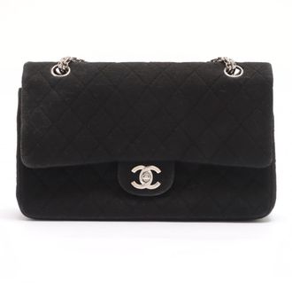 Chanel Timeless Quilted Black Fabric Bag Size S
