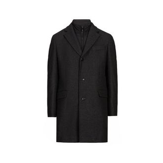 Hackett Manteau droit deux-en-un en laine et cachemire m&eacute;lang&eacute;s