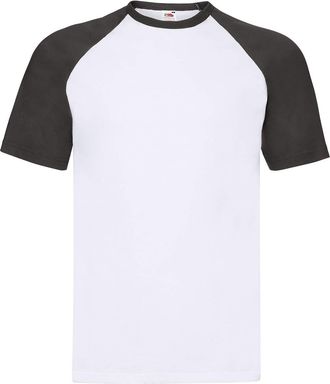 Fruit Of The Loom Shortsleeve Baseball T-Shirt S M L XL XXL, Gr&ouml;&szlig;e:3XL, Farbe:wei&szlig;/schwarz