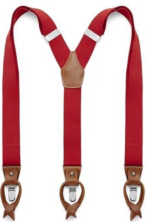 Trendhim Bretelles pour homme - Bretelles - Distributeur en Y r&eacute;glable avec cuir et clips pour un ajustement parfait, rouge, taille unique
