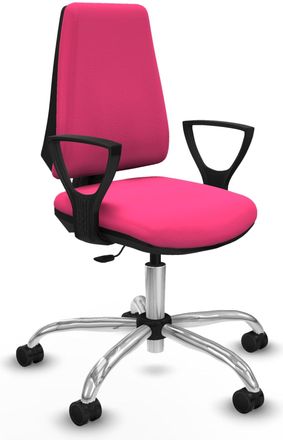 Piqueras y Crespo Schreibtischstuhl mit Rollen in Rosa Elche mit festen Armlehnen, ausgestattet mit permanentem Basiskontakt und Schneideschaum, Rosa
