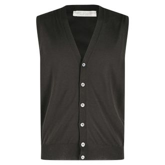 FILIPPO DE LAURENTIIS Gekn&ouml;pfter Merino Gilet - - Knitwear - Herren - Gr&uuml;n - L
