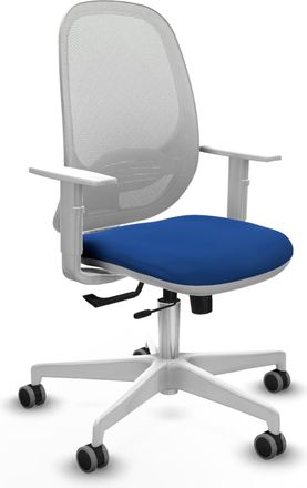 Piqueras y Crespo Gro&szlig;er B&uuml;rostuhl mit wei&szlig;en Armlehnen, h&ouml;henverstellbare Lendenwirbelst&uuml;tze, ausgestattet mit Syncro/Translack und Schneideschaum, Wei&szlig;/Blau