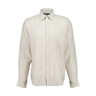 Frescobol Carioca Khaki Gestreiftes Leinenhemd mit Knopfleiste - - Shirts - Herren - Gr&uuml;n - XL
