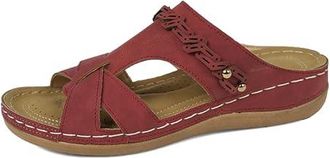 Generic Mules pour femme avec semelle int&eacute;rieure - Chaussures orthop&eacute;diques en cuir synth&eacute;tique - Chaussures d&eacute;t&eacute; antid&eacute;rapantes - Pantoufles plates - Sandale