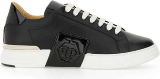 Philipp Plein Ledersneaker mit Logo - - Shoes - Herren - Schwarzk - 40 EU