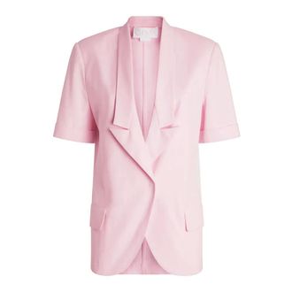 Genny Femme, Vestes, Rose, Taille: 42 FR Flap-Pockets Short-Sleeve Blazer