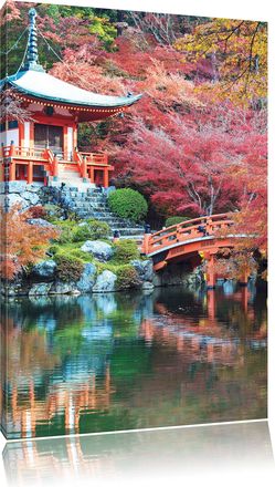 Pixxprint Wundersch&ouml;nes Kloster in Japan als, Gr&ouml;&szlig;e: 120x80cm, Leinwandbild, fertig gespannt, Wandbild, Dekoration, Kunstdruck, kein Poster