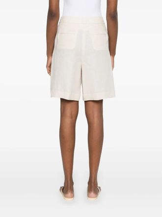 PESERICO Womens Pleated Linen Shorts Clear Ss25 W