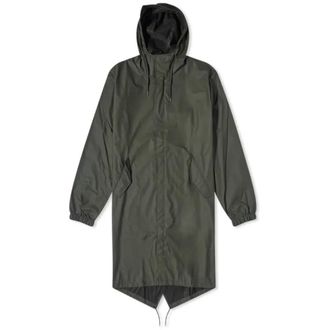 Rains Gr&uuml;ner Fishtail Parka mit asymmetrischem Saum - - Jackets - Herren - Gr&uuml;n - S